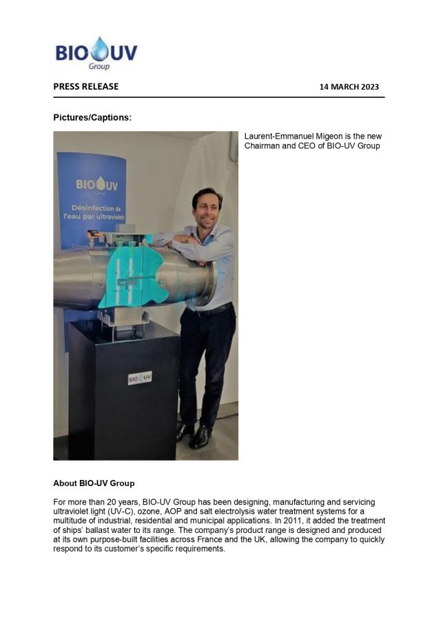 Laurent-Emmanuel Migeon appointed new chairman and CEO of listed water ...