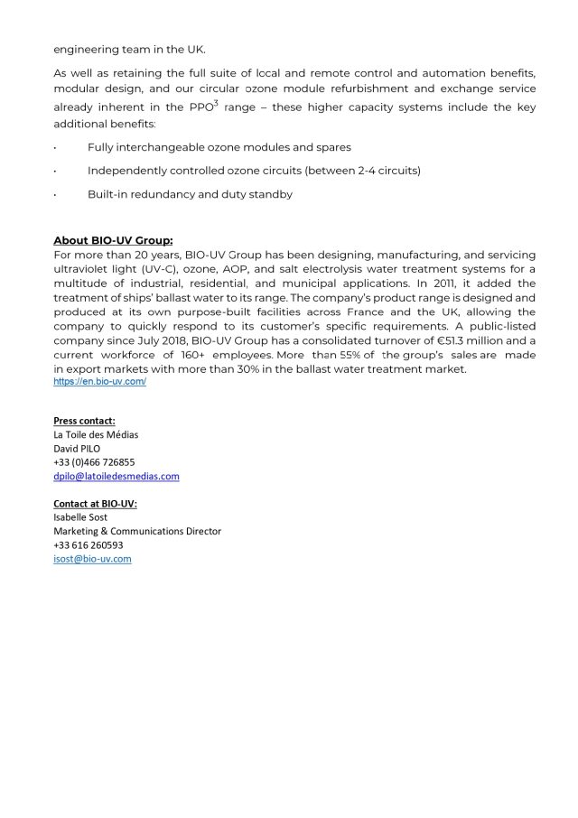 BIO-UV Group increases its PPO3 - Positive Pressure Ozone - treatment ...