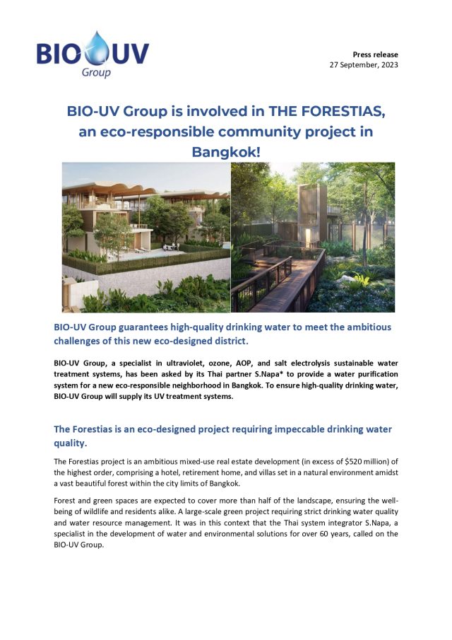BIO-UV Group is involved in THE FORESTIAS, an eco-responsible community project in Bangkok! | BIO-UV